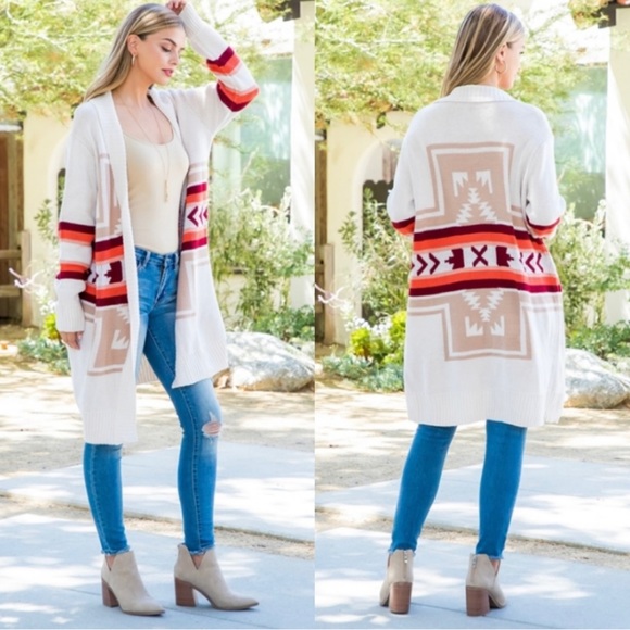 Skymallboutique | Sweaters | New Gorgeous Cream Aztec Native Western ...